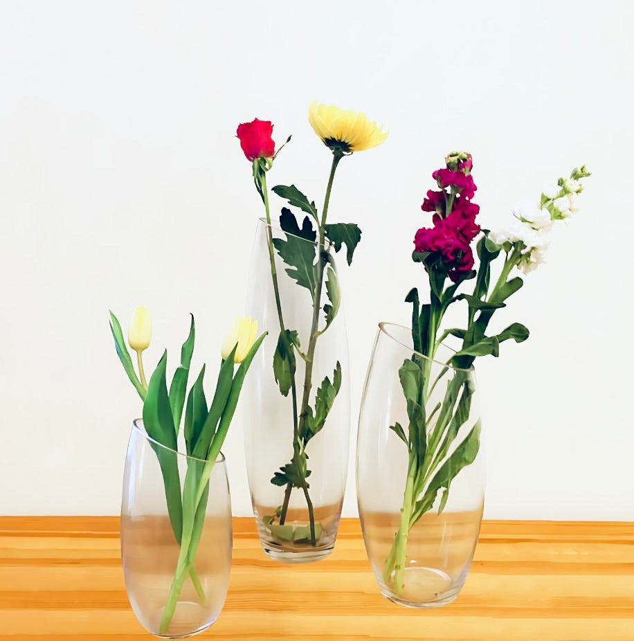 Oval Slant Cut Glass Vase – Eco Plant Pack UK